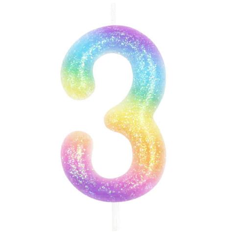 Парти свещ цифра 3 дъга Matisto Bg