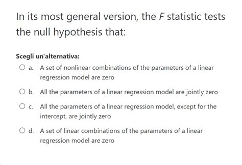 Solved In Its Most General Version The F Statistic Tests Chegg