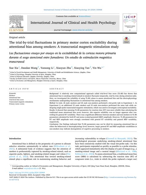 Pdf The Trial By Trial Fluctuations In Primary Motor Cortex Excitability During Attentional