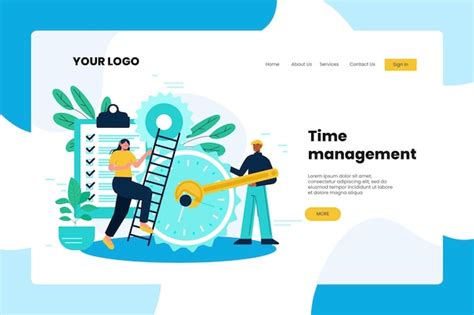 손으로 그린 시간 관리 방문 페이지 템플릿 무료 벡터