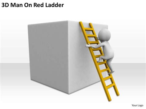 D Man On Red Ladder Ppt Graphics Icons Powerpoint PowerPoint Templates Designs PPT Slide