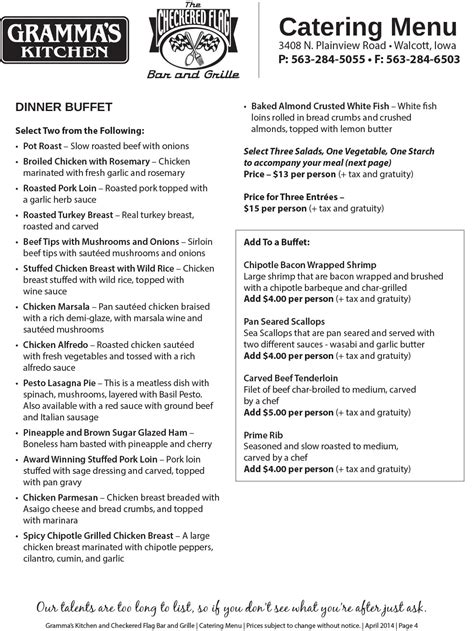 Menus Checkered Flag
