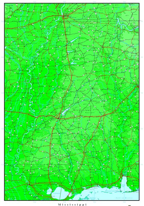 Mississippi Elevation Map