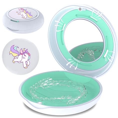 Cute Retainer Case With Mirror Adjustable Vent Holes Solid