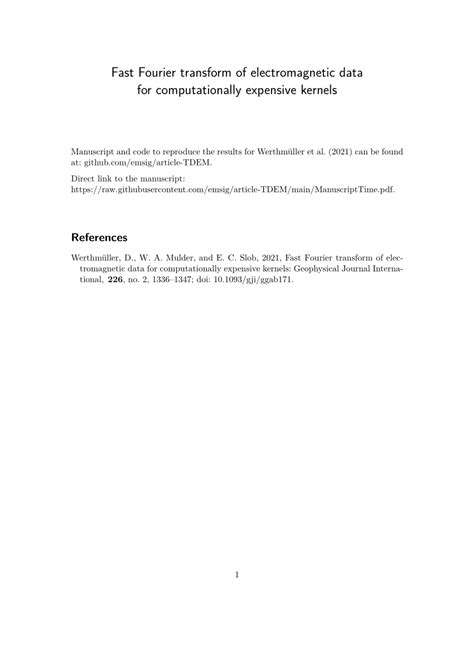 Pdf Fast Fourier Transform Of Electromagnetic Data For Computationally Expensive Kernels Pdf Fast Fourier Transform Of Electromagnetic Data For Computationally Expensive Kernels