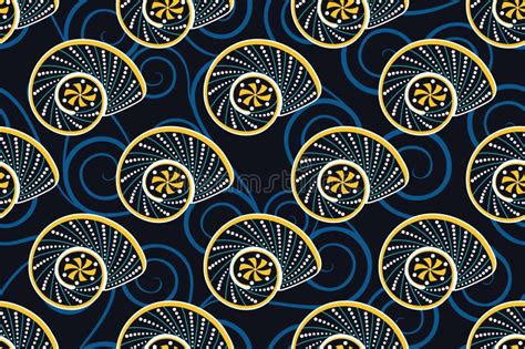 Snail Seamless Pattern With Abstract Geometric Vector Stock Vector