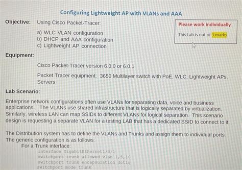 Solved Configuring Lightweight AP With VLANs And AAA Chegg