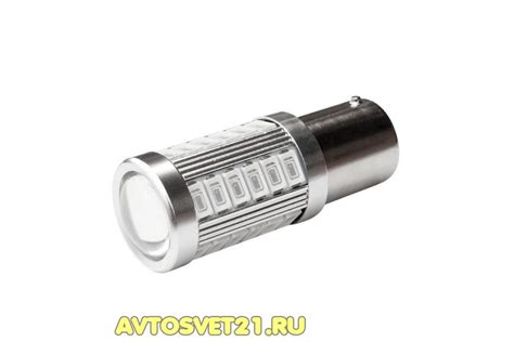 Лампа светодиодная P21/5W 33SMD Красная двухконтактная c Линзой 12 ...
