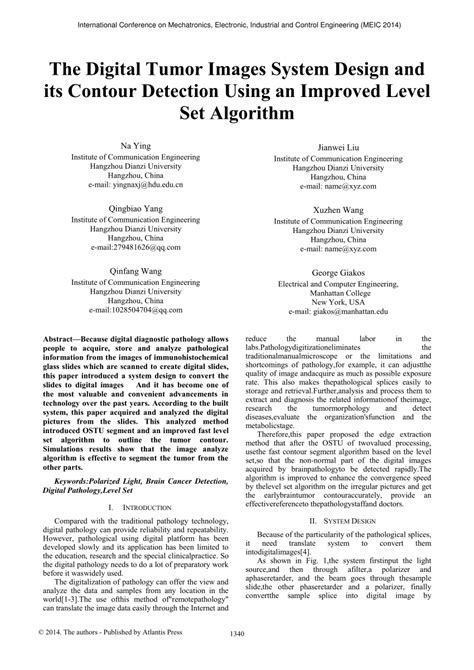 Pdf The Digital Tumor Images System Design And Its Contour Detection