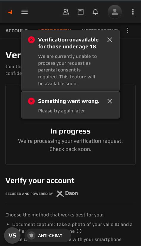 Cannot Verify My Account Rfaceitcom