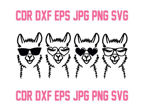 Llama Face Svg Files For Cut Digital Alpaca Tshirt Design Instant