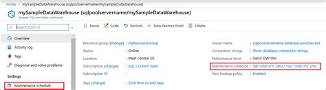 synapse sql 集區的維護排程 azure synapse analytics microsoft learn