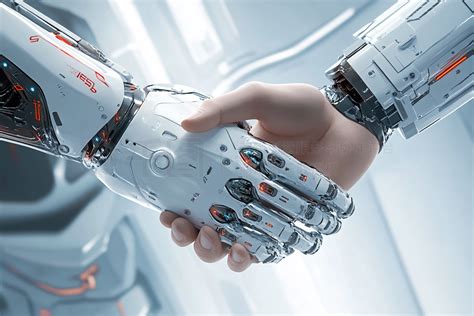 创新设计ai数字艺术 3d渲染特斯拉机械臂与人类手握手人机合作插画 Ai图片免费下载 Png格式 1344像素 编号72134389 千图网