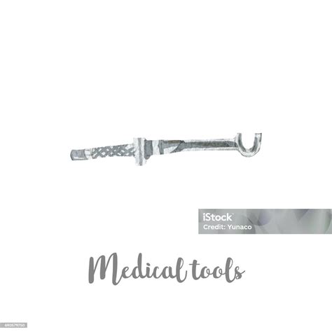 수술 정형 외과 의료 기기 그림 흰색 배경에 손으로 그려진 수채화 강철에 대한 스톡 벡터 아트 및 기타 이미지 강철 개인 장식품 거울 Istock