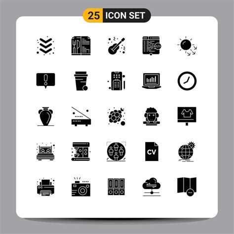 25 Universal Solid Glyph Signs Symbols Of Dry Skin Coding Instrument Window Html Editable Vector