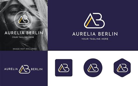 간단한 문자 A 및 B 모노그램 로고 템플릿 프리미엄 벡터
