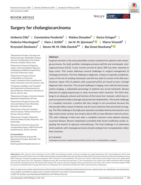 Pdf Surgery For Cholangiocarcinoma
