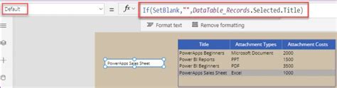 Power Apps Data Table Default Select Row
