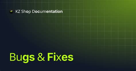 Bugs And Fixes Kz Shop Documentation