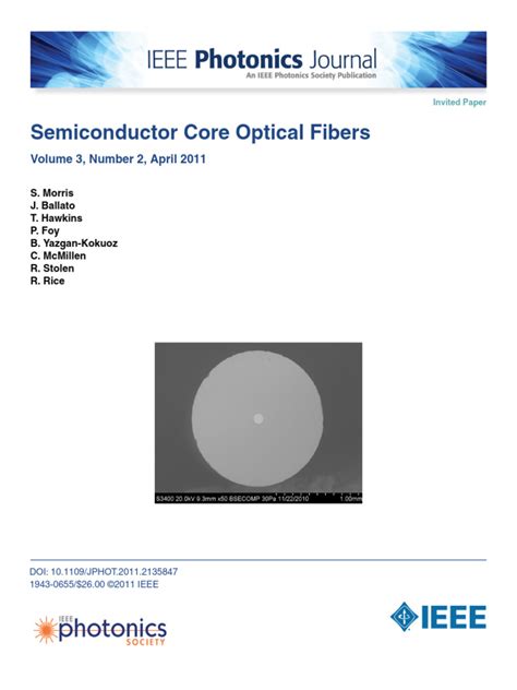Semiconductor Core Optical Fibers Pdf Optical Fiber Silicon