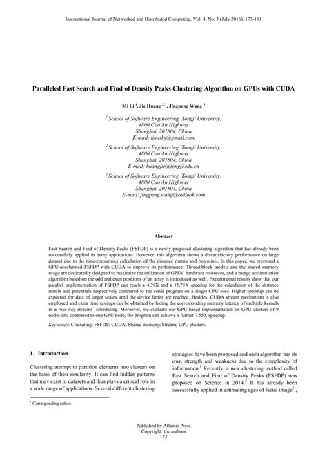 Pdf Paralleled Fast Search And Find Of Density Peaks Clustering