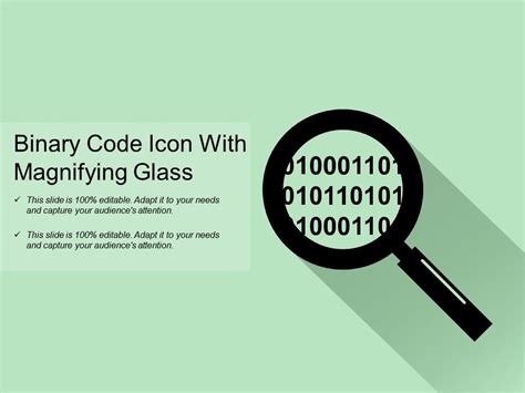 Binary Code Icon With Magnifying Glass Powerpoint Templates