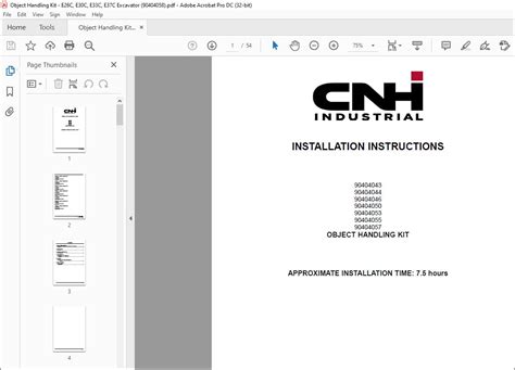 cnh object handling kit e26c e30c e33c e37c excavator installation