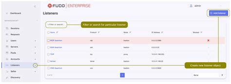 Creating A Listener — Fudo Enterprise 5 4 System Documentation