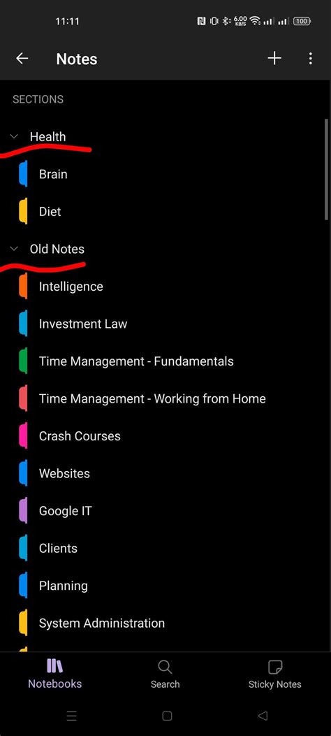 [android] how do i create section separators onenote