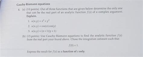 solved cauchy riemann equations 4 a 10 points out of