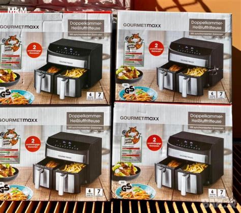 Двукамерен Еър фрайър Gourmetmaxx готви с горещ въздух 7 л 2400 W в