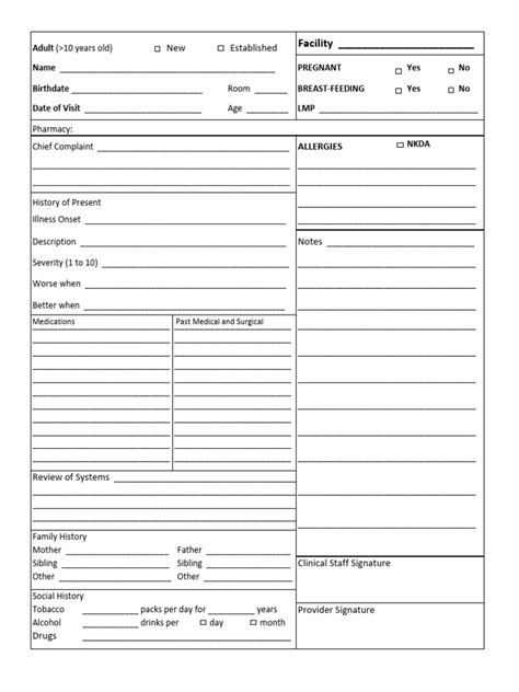 emr downtime patient chart documentation form pdf medical