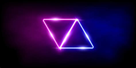 빛나는 네온 핑크와 블루 삼각형 검은 색 배경에 전기 라이트 프레임추상 선 기하학적 패션 디자인 벡터 일러스트레이션 빈 최소 모양 장식 네온에 대한 스톡 벡터 아트 및 기타