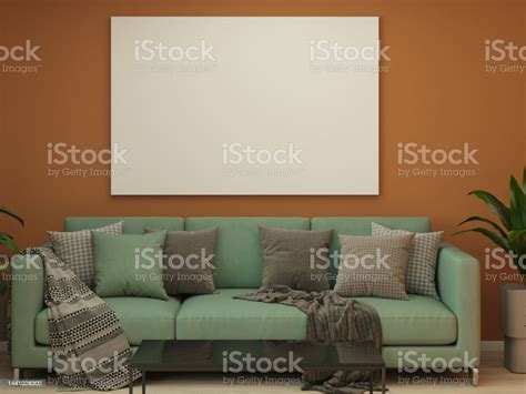 거실 인테리어 디자인 포스터 이미지 프레임 모형 3d 렌더링 그림 거실에 대한 스톡 사진 및 기타 이미지 거실 목재 재료 벽 Istock