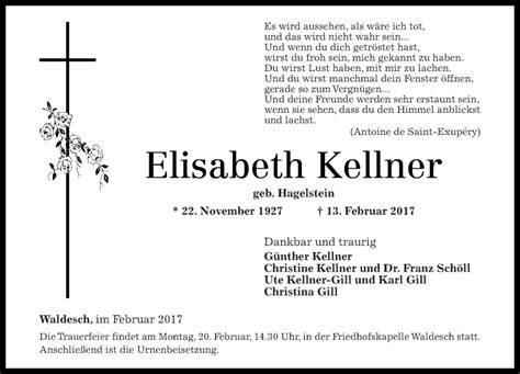 Traueranzeigen Von Elisabeth Kellner Rz Trauer De