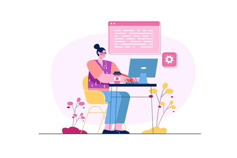 Premium Photo Programming Concept With People Scene In The Flat