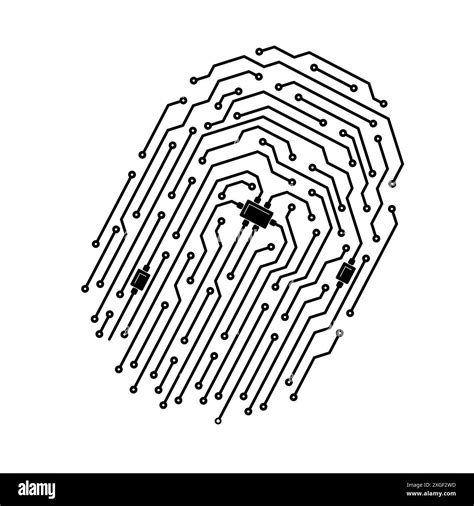 Computer Digital Fingerprint Made Of Circuit Board Patterns Symbolizing