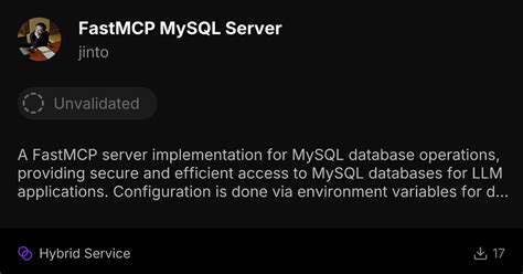 FastMCP MySQL Server MCP Servers LobeHub