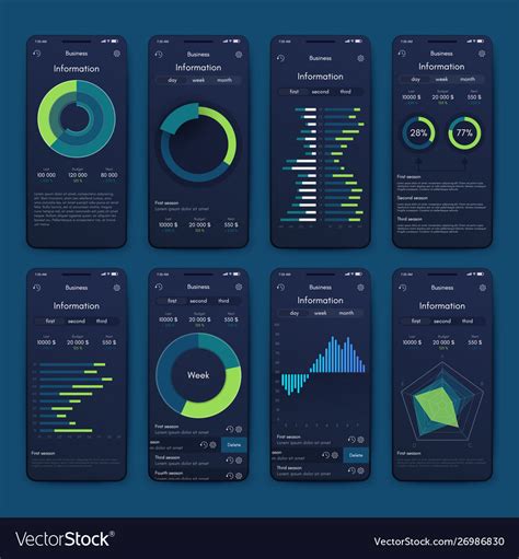 Different Ui Ux Gui Screens And Flat Web Icons Vector Image
