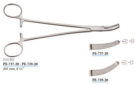 Pe 737 20 Faures Peritoneum Forceps Curved 1x2 Teeth 205 Mm