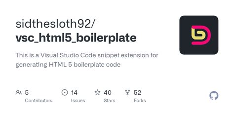GitHub Sidthesloth Vsc Html Boilerplate This Is A Visual Studio Code Snippet Extension For