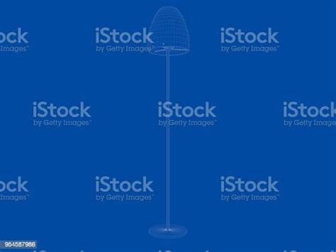 Rendering 3d Dari Tempat Lampu Cetak Biru Isolasi Pada Latar Belakang Biru Foto Stok Unduh