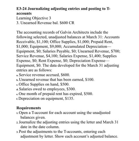 solved e3 24 journalizing adjusting entries and posting to