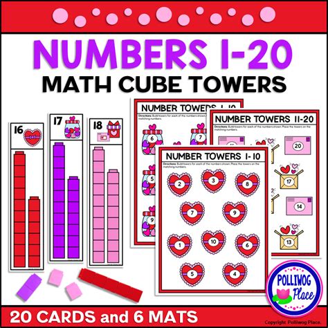 Valentine Snapping Math Cube Towers Building Numbers 1 20 Polliwog Place
