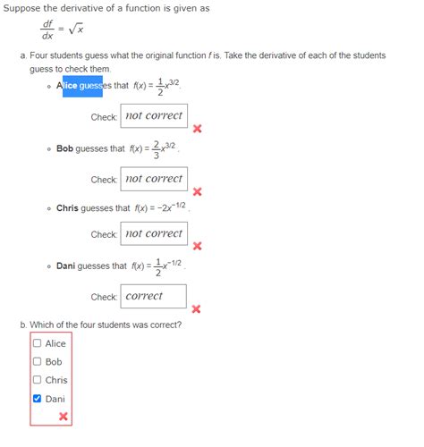 solved suppose the derivative of a function is given as df