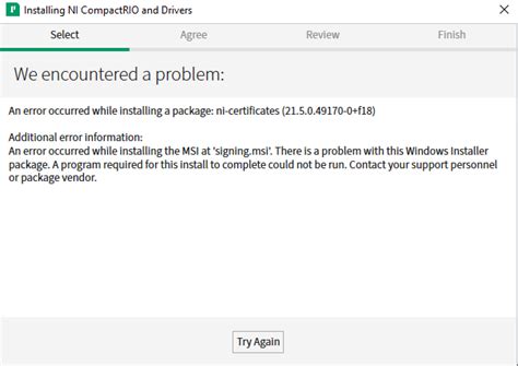 ni certificates failed to install error in package manager ni
