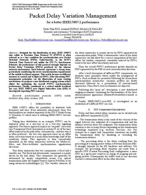 Packet Delay Variation Management Pdf Computer Network Quality Of