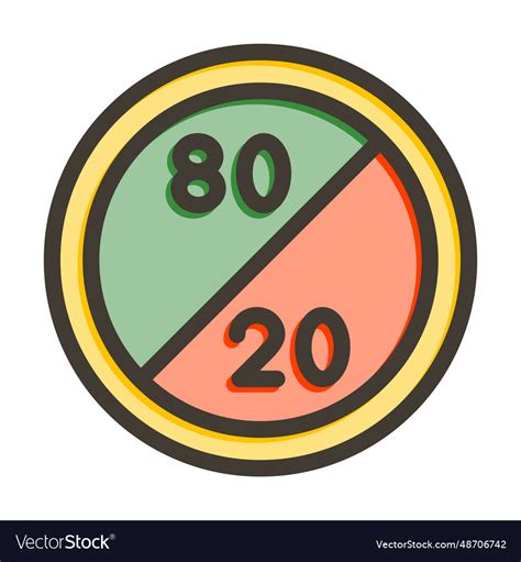 80 20 Rule Thick Line Filled Colors Icon Vector Image