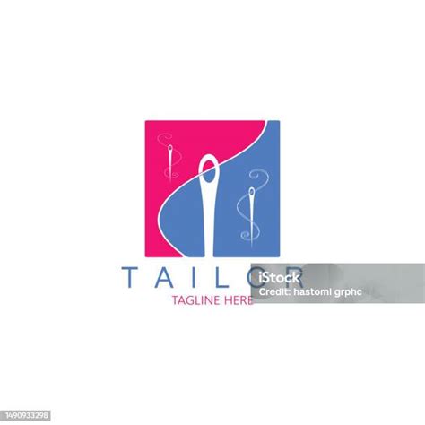 재단사 로고 아이콘 일러스트레이션 템플릿 옷 실 및 재봉틀 버튼의 조합 의류 제품 디자인 대류 회사 벡터 형태의 패션 가위에 대한 스톡 벡터 아트 및 기타 이미지 Istock