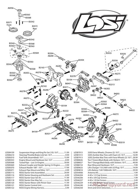 Team Losi Ten T Parts List And Exploded View Losb0126 • Rcscrapyard Radio Controlled